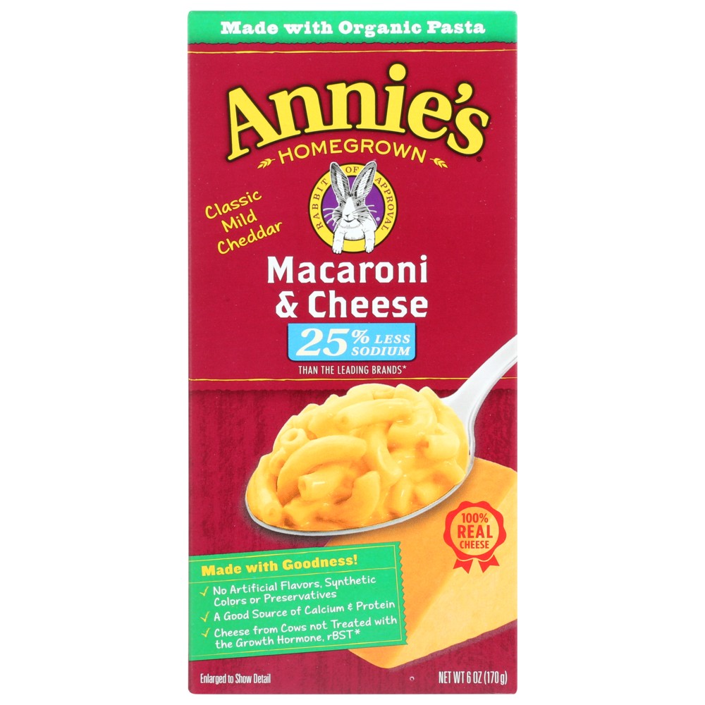 Annies Homegrown Mac & Cheese Low Sodm - 6 Ounce, Case of 12