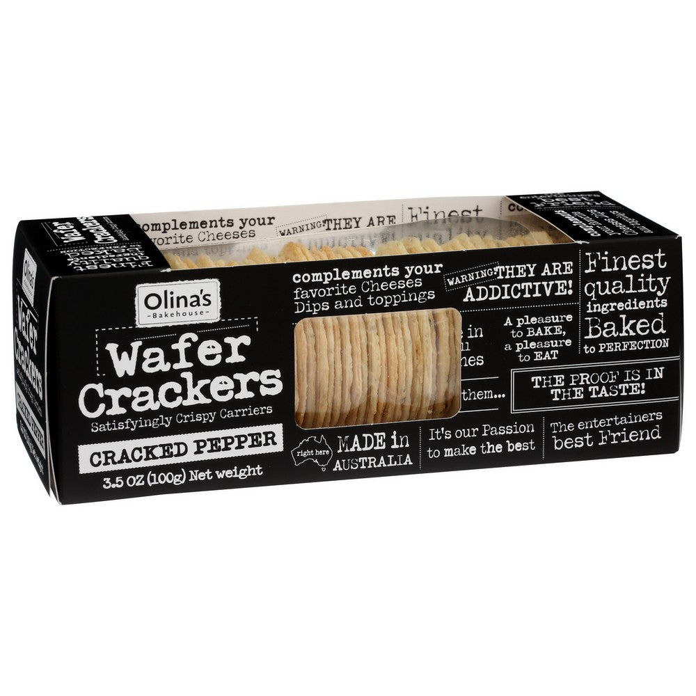 Olina's Bakehouse , Cracked Pepper Wafer Cracker 3.5 Ounce, Case of 12 ...