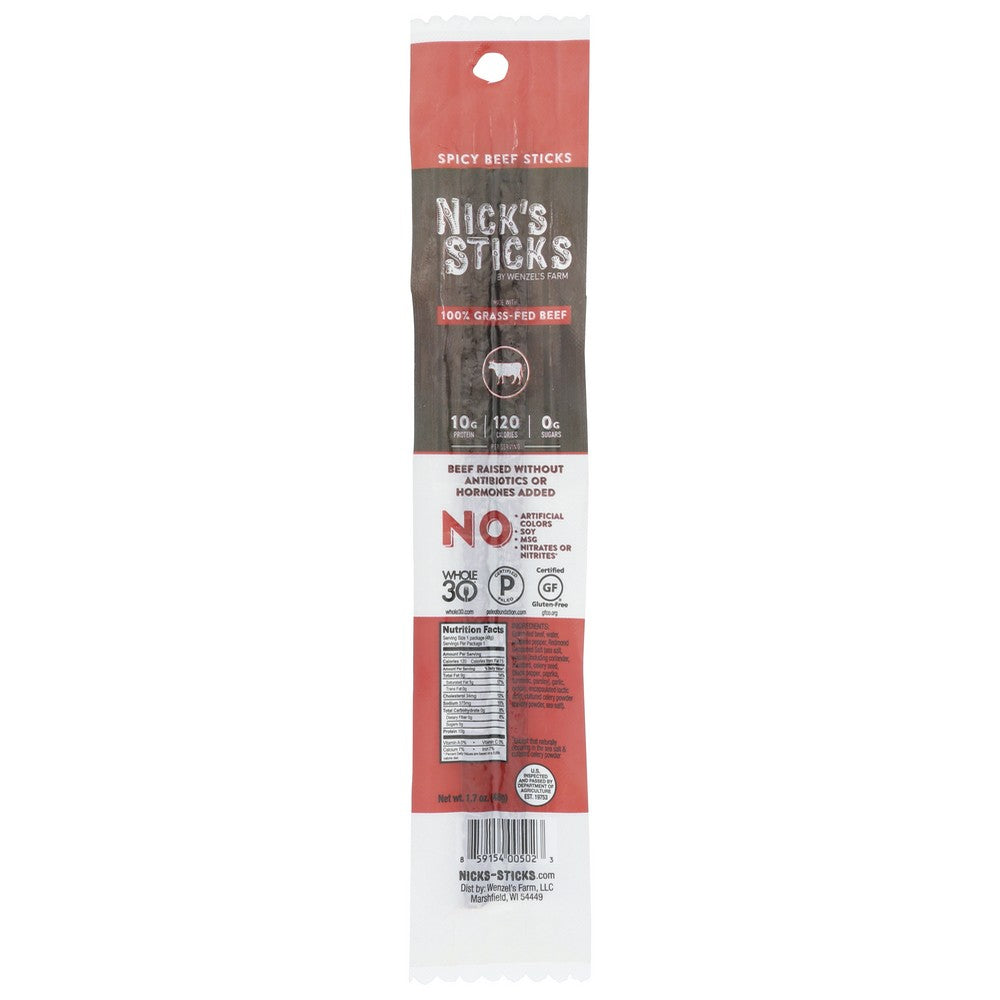 Nicks Sticks Snack Beef Stx Spcy Grass Fd - 2 Ounce, Case of 25