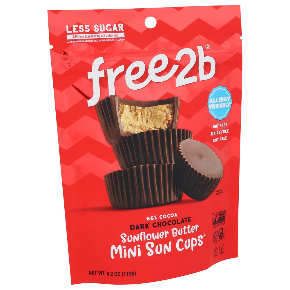Free2b Foods Choc Cup Dark Mini - 4 Ounce, Case of 6