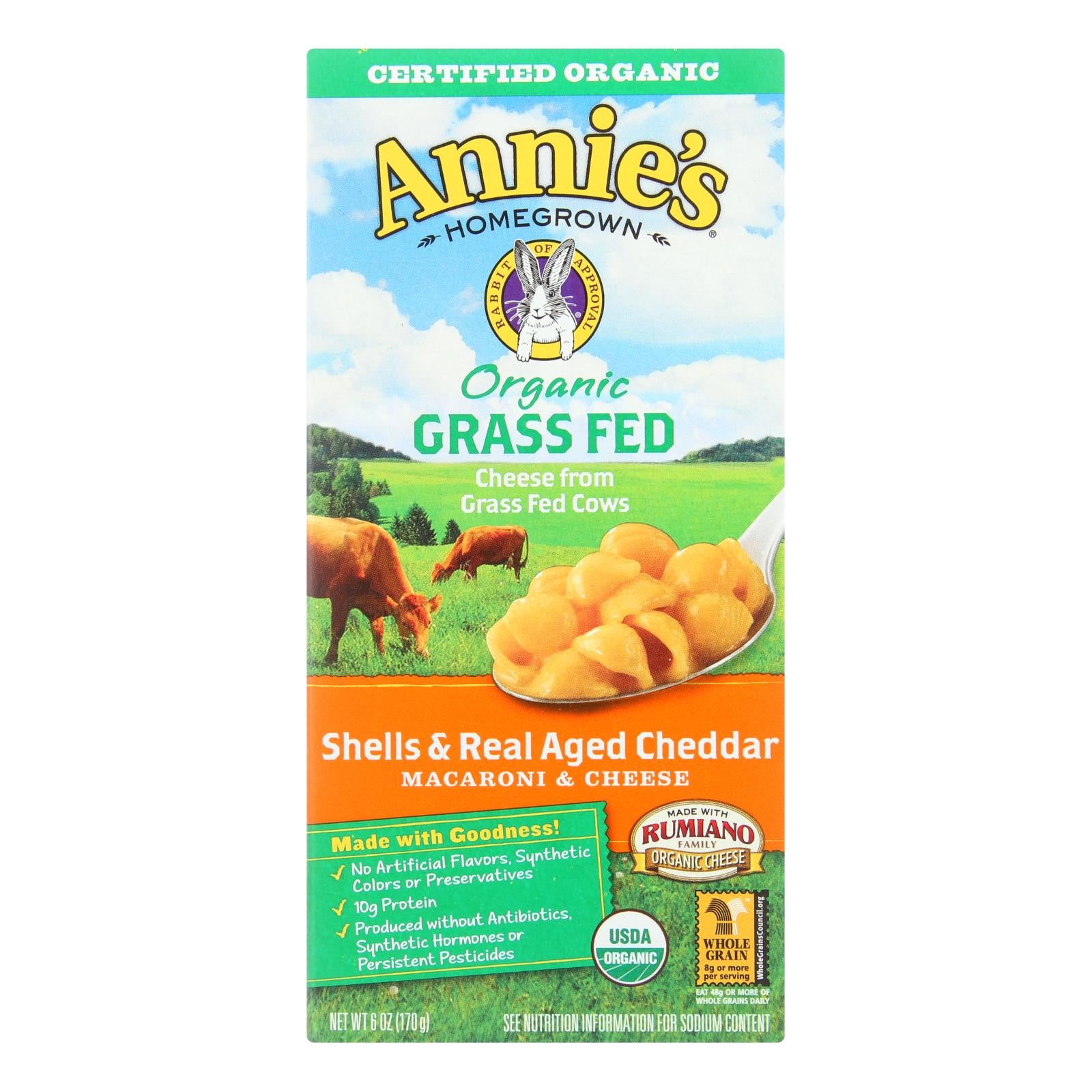 Annies Homegrown Macaroni and Cheese - Organic - Grass Fed - Shells an