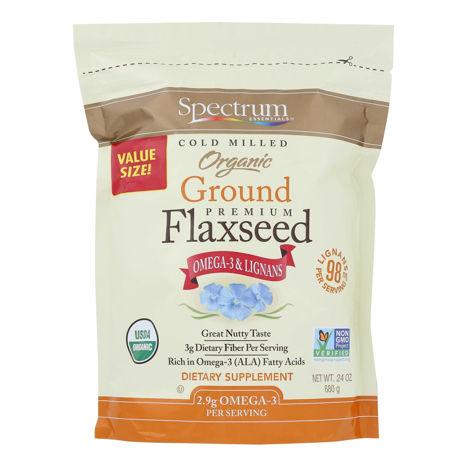 Spectrum Essentials Flaxseed - Organic - Ground - Premium - 24 Ounce ...