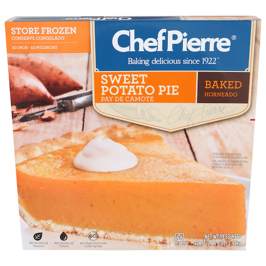 Chef Pierre 10" Pre-Baked Sweet Potato Pie 2.5 Pound Each - 6 Per Case