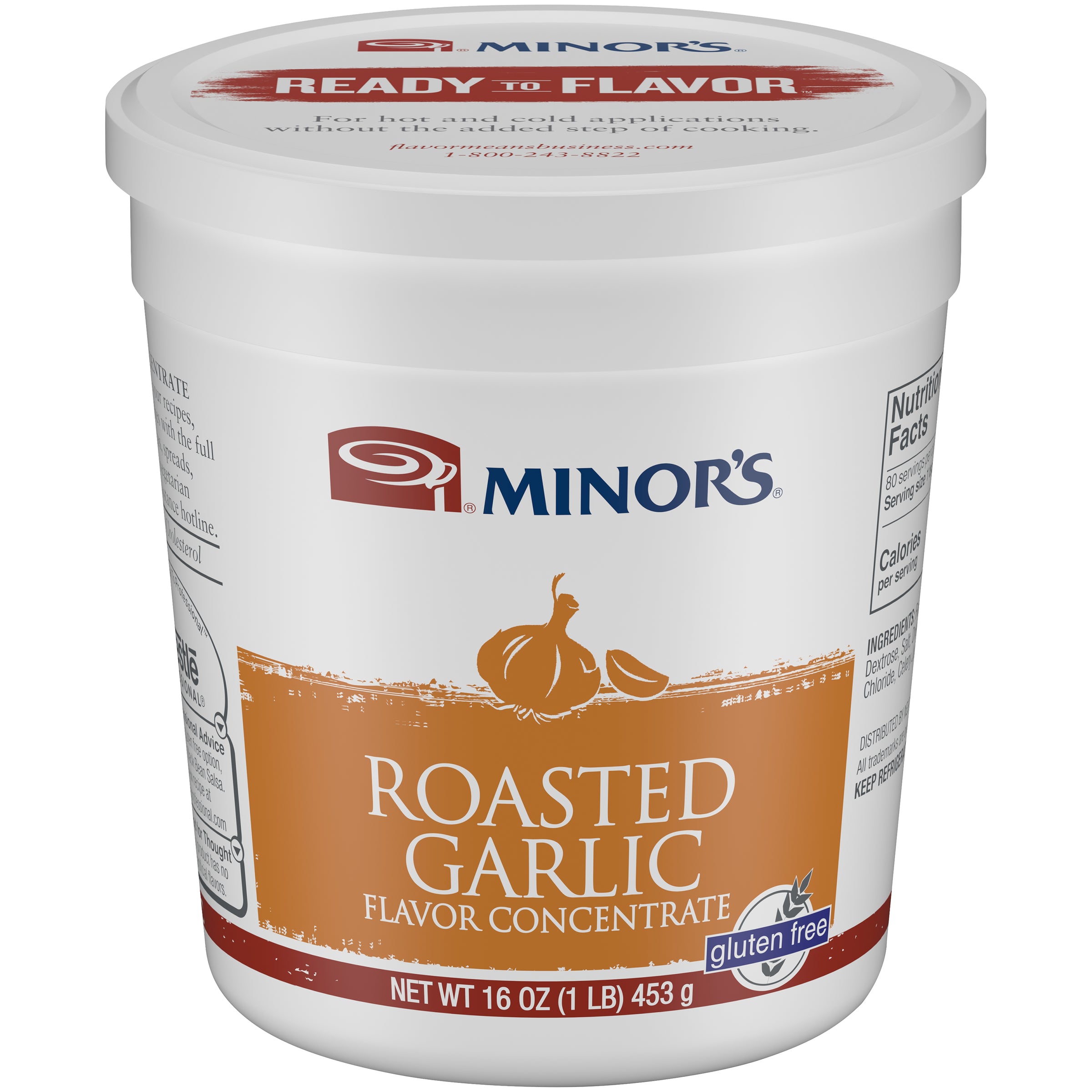 Minor's Roasted Garlic Flavor Concentrate Gluten Free 1 Pound Each - 6