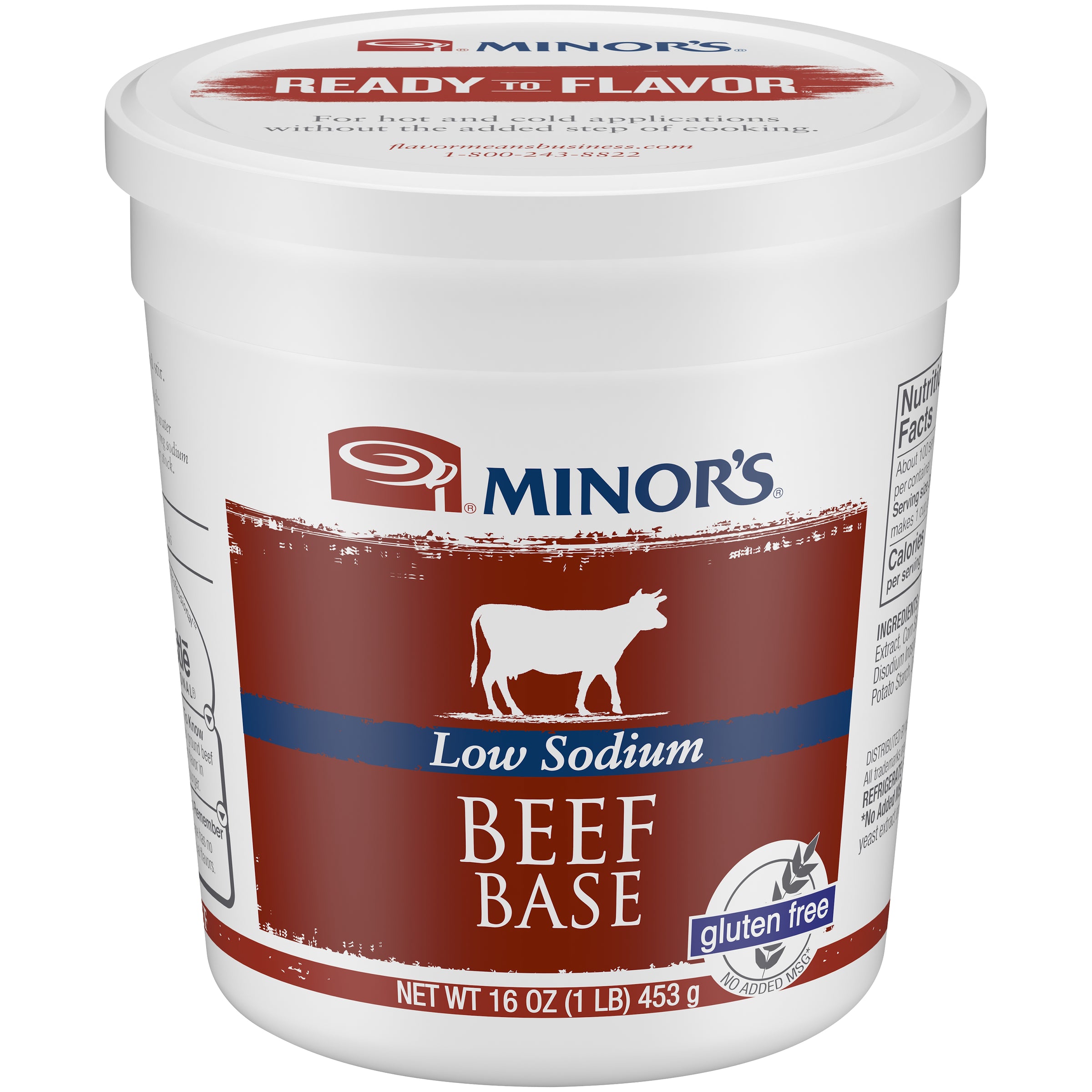 Minor's Beef Base Low Sodium (No Added Msg) Gluten Free 1 Pound Each