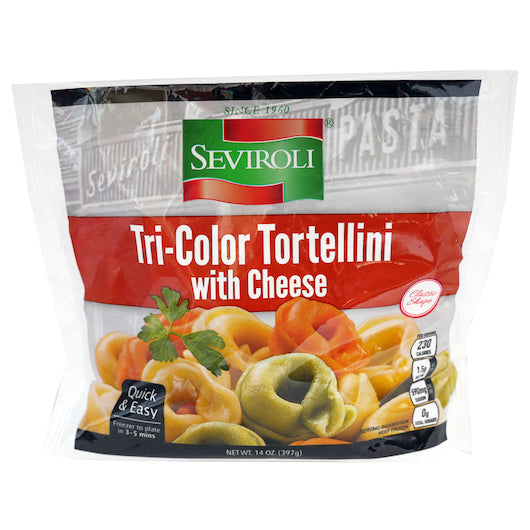Seviroli Foods Pasta Tri-Color Cheese Tortellini 14 Ounce Size - 12 Pe