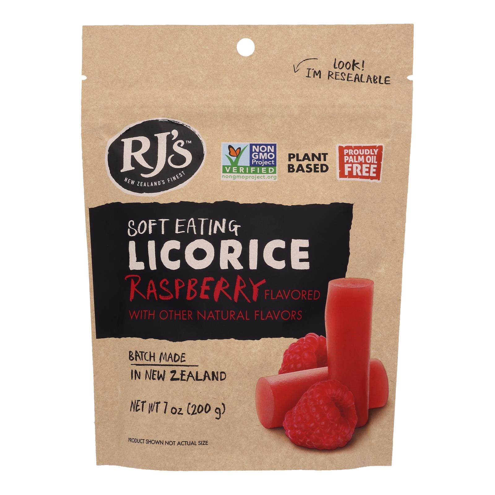 Rj's Licorice Soft Eating Licorice - Raspberry - Case of 8 - 7.05 Ounc