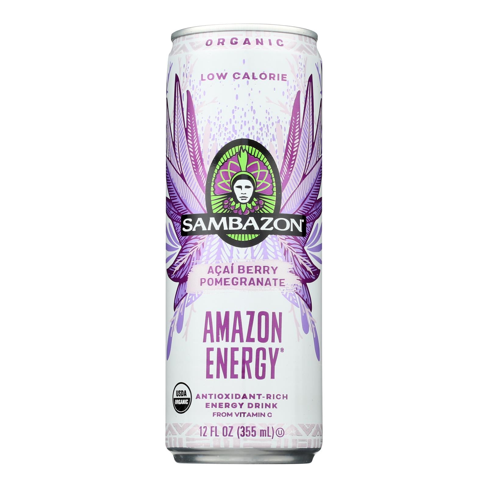 Sambazon Organic Amazon Energy Drink - Low Calorie - Case of 12 - 12 f