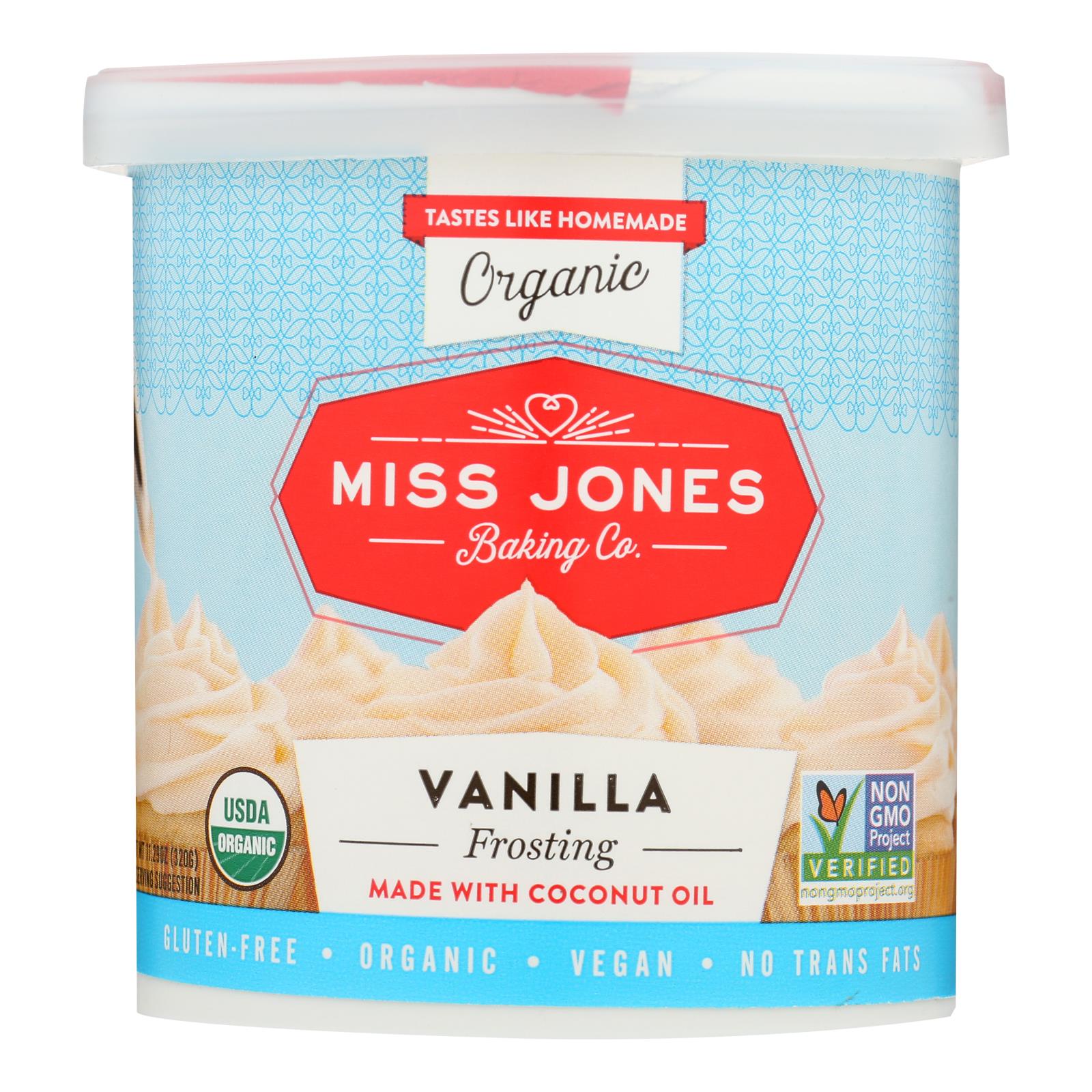 Miss Jones Baking Organic Frosting - Vanilla Buttercream - Case of 6
