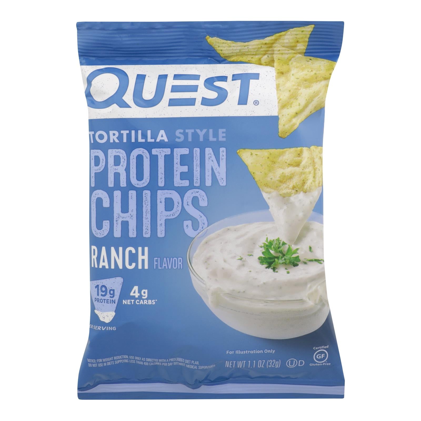 Quest Nutrition Ranch Tortilla Style Protein Chips, Ranch - Case of 8 ...
