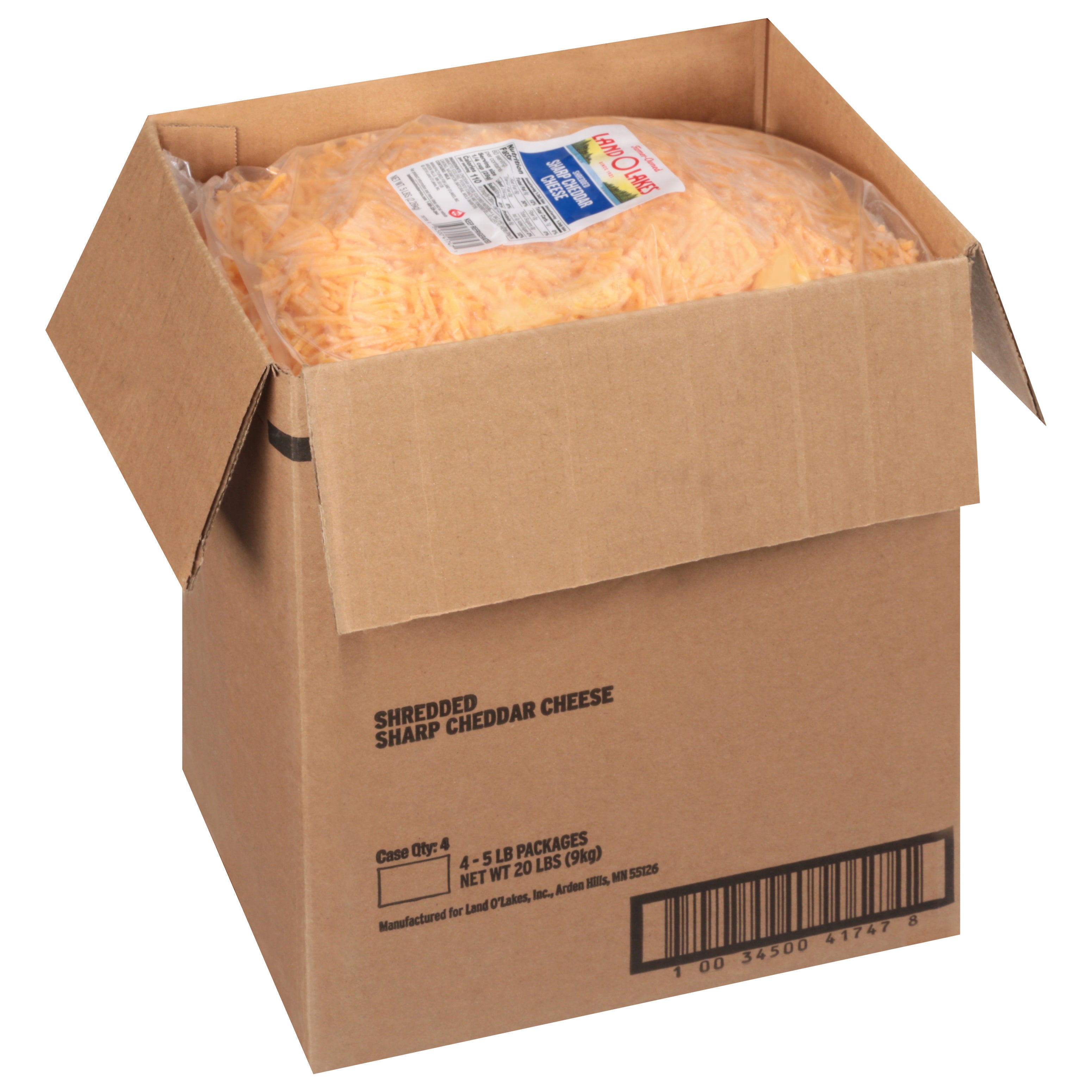 Land-O-Lakes Standard Shredded Sharp Cheddar Cheeseyellow 5 Pound Each
