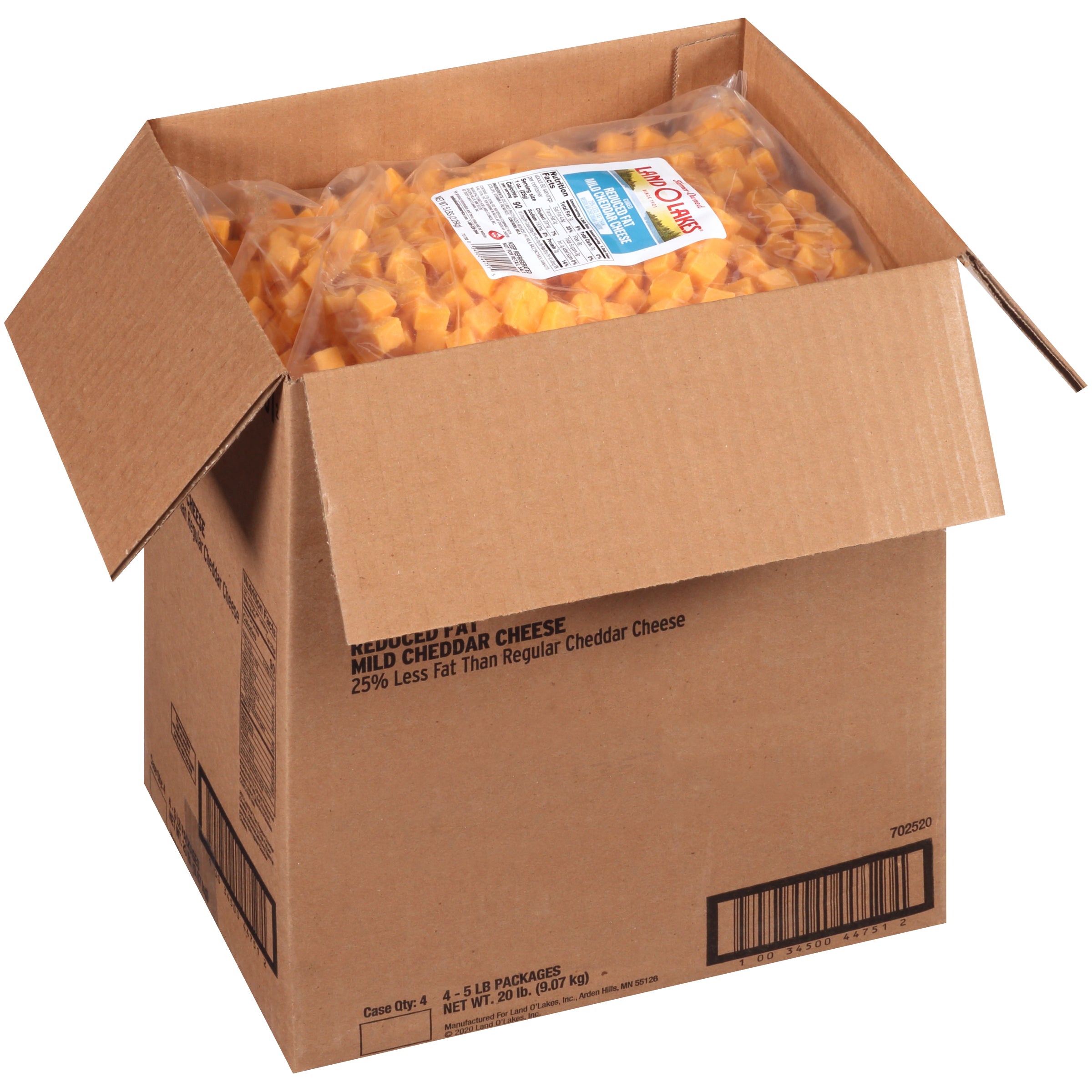 Land-O-Lakes® Reduced Fat Mild Cheddar Cheese Cubes 5 Pound Each - 4 P ...