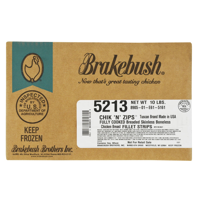 Chicken Fully Cooked Chik'n'zips® Tuscan Brand Madein USA Breast Fille