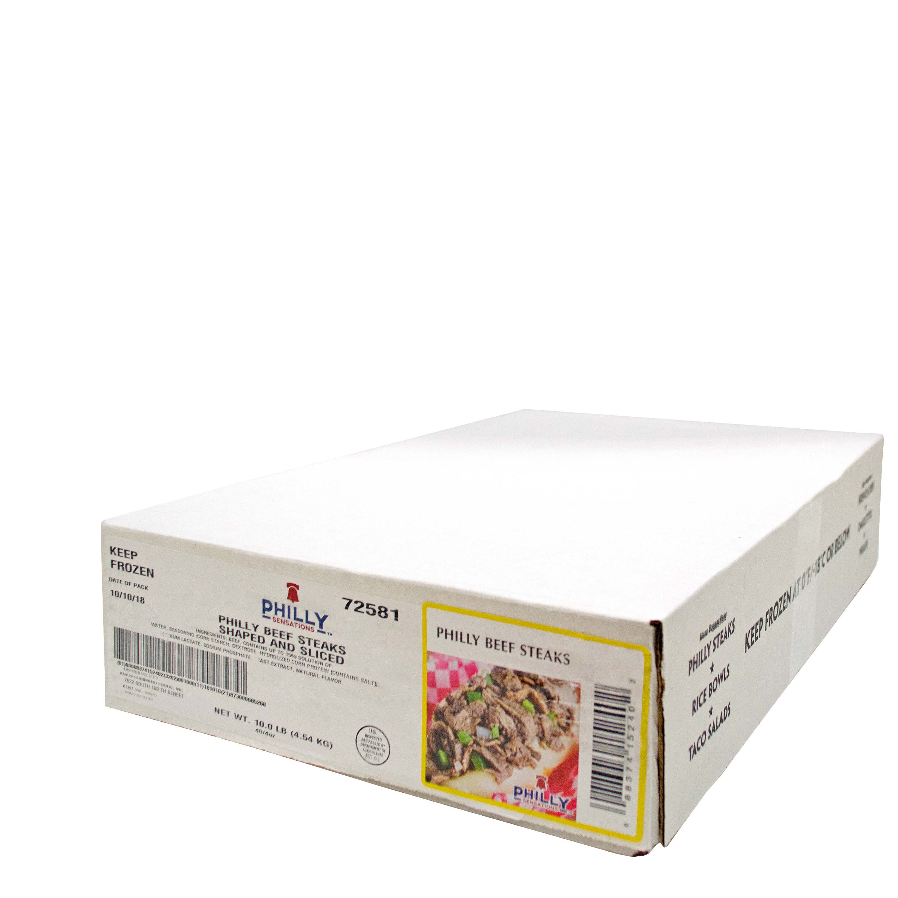 Raw Shaped And Sliced Philly Beef Steaks Slices 4 Ounce Size - 40 Per