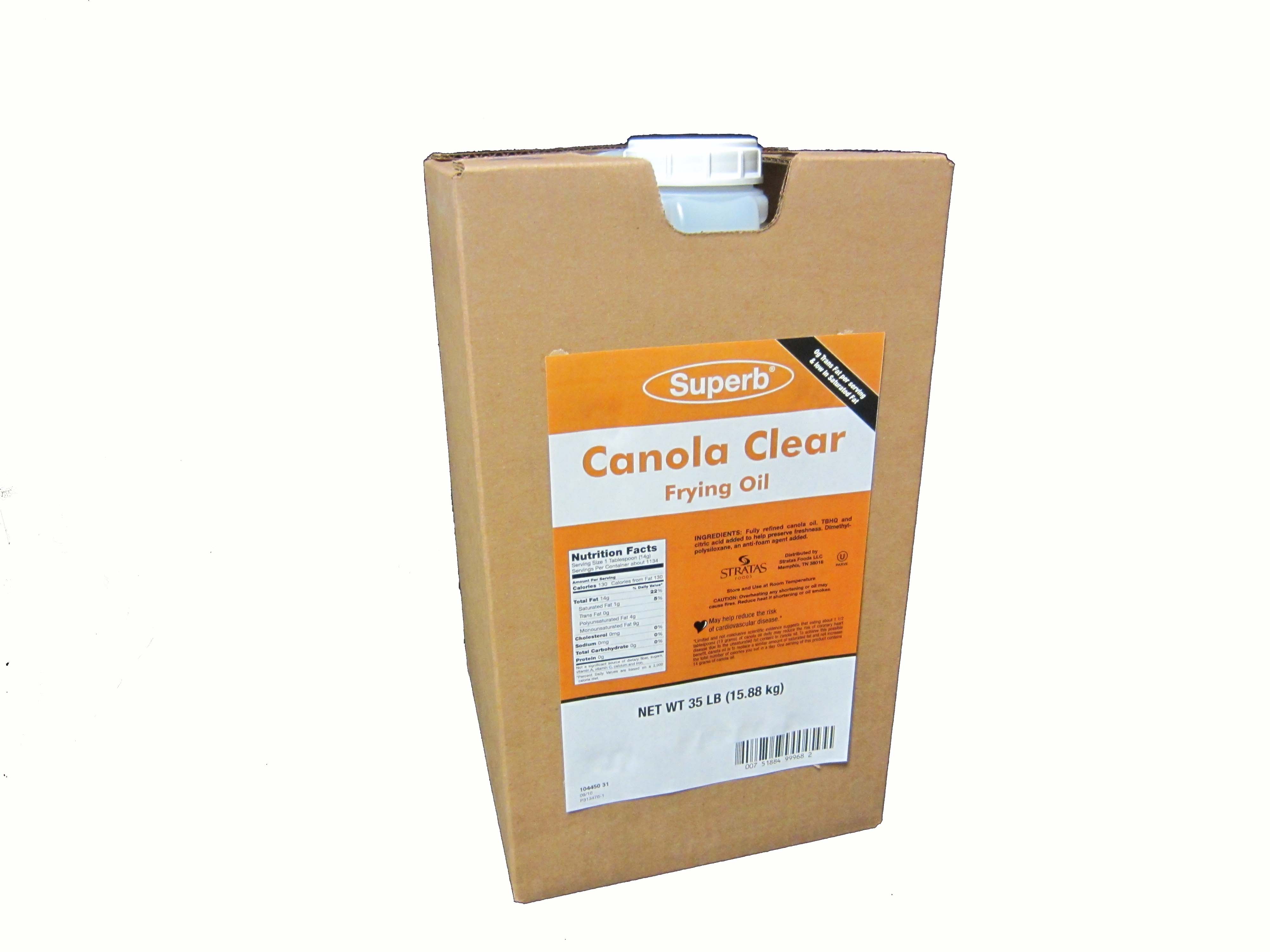 Superb Brand Canola Clear Frying Oil Packed In A Container 35 Pound Ea