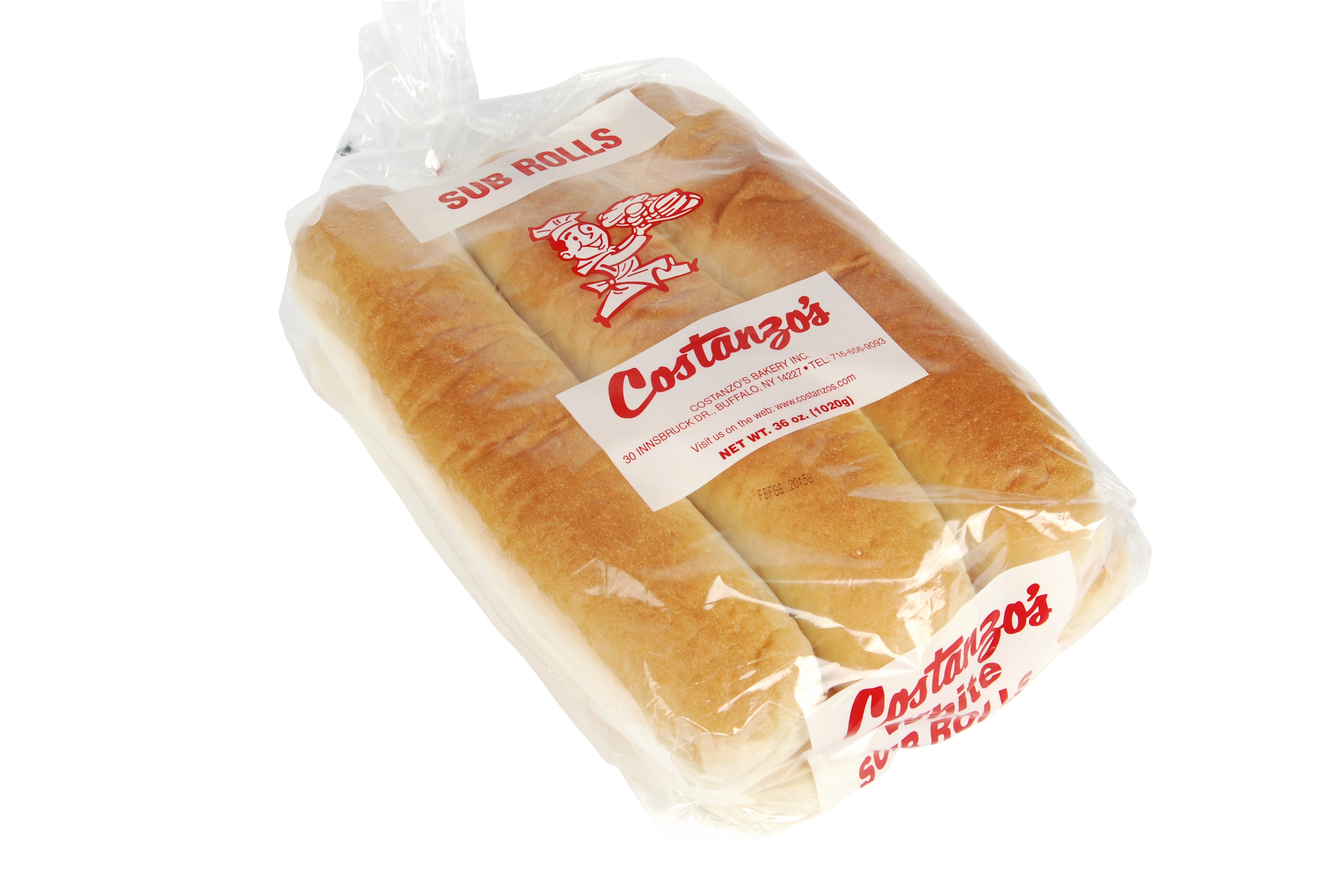 Costanzo's Bakery 2 Inch White Submarine Roll 176 Grams Each - 36 Per
