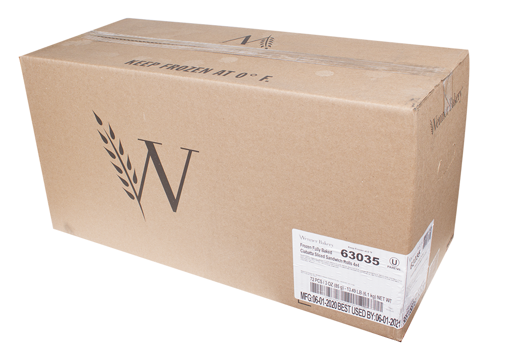 Wenner Bakery Ciabatta Sliced Sandwich Rolls 3 Ounce Size - 72 Per Cas ...