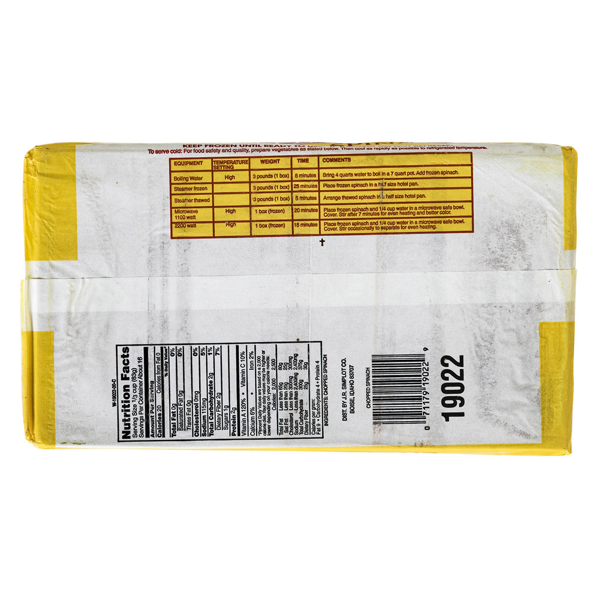 Simplot Simple Goodness Classic Vegetables Chopped Spinach Wet Pack 3