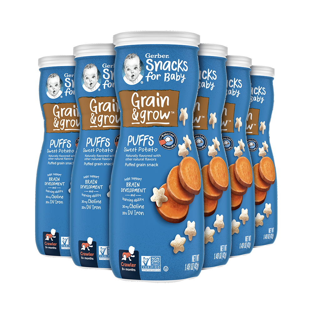 Gerber Graduates Cereal Snacks Sweet Potato Puffs 1.48 Ounce Size - 6
