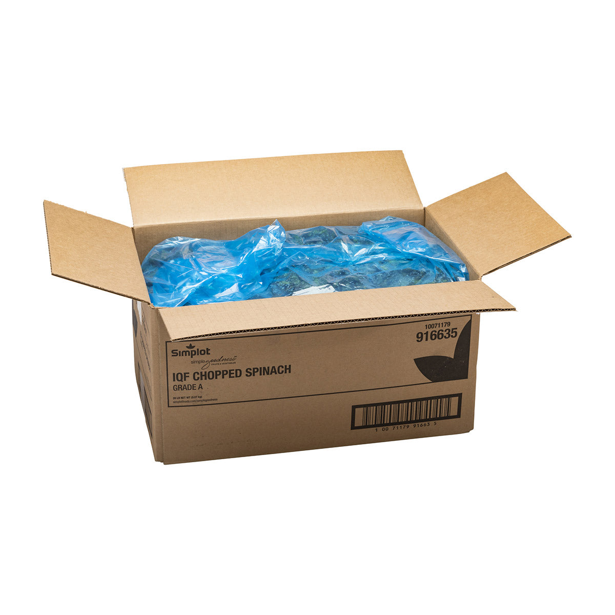 Simplot Simple Goodness Classic Vegetables 2" Chopped Spinach IQF 20 P