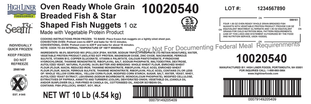 Oven Ready Whole Grain Breaded Fish &star Shaped Fish Nuggets 5 Pound