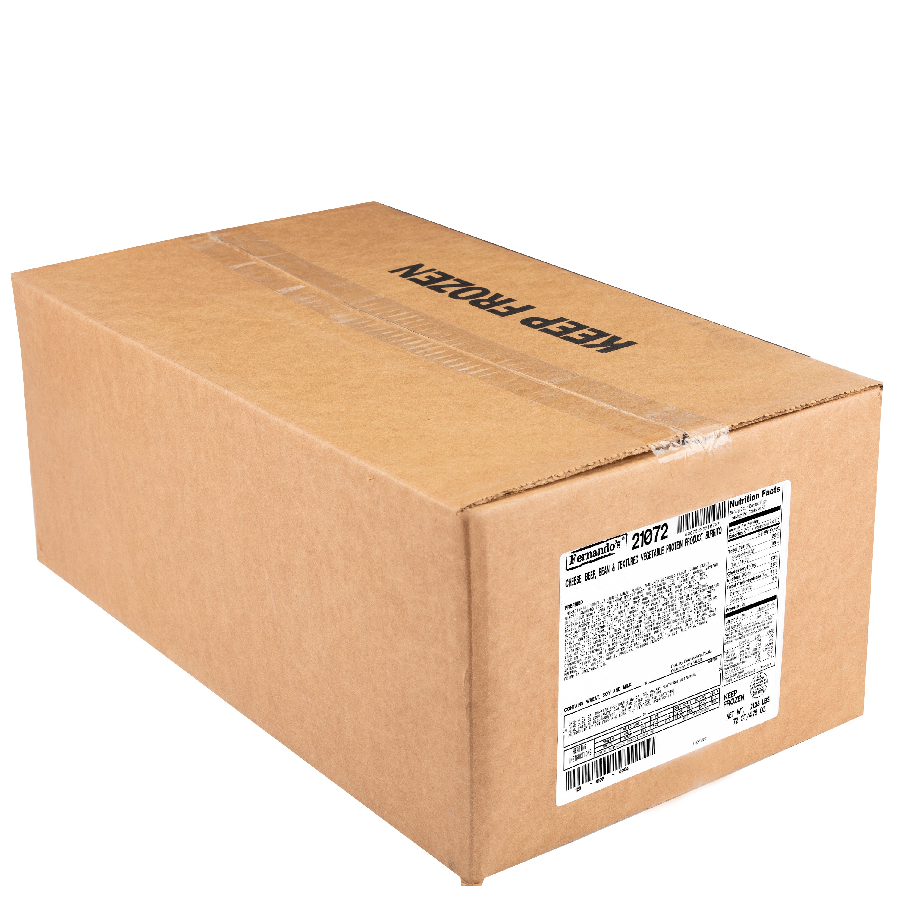 Fernando's Whole Grain Rich Cheese Beef Bean & Textured Vegetable Prot