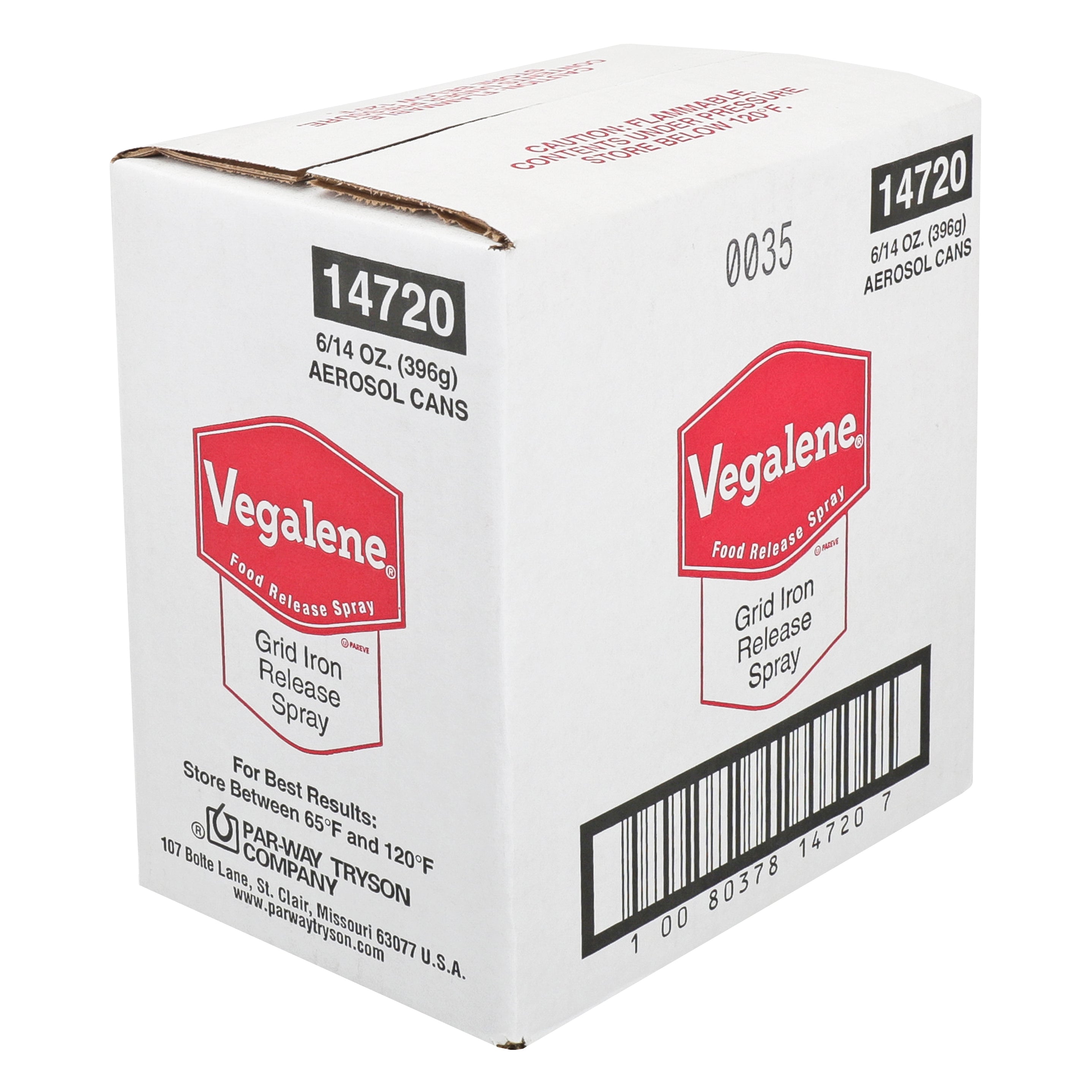 Vegalene Grid Iron Release And Pan Spray Aerosol 14 Ounce Size - 6 Per