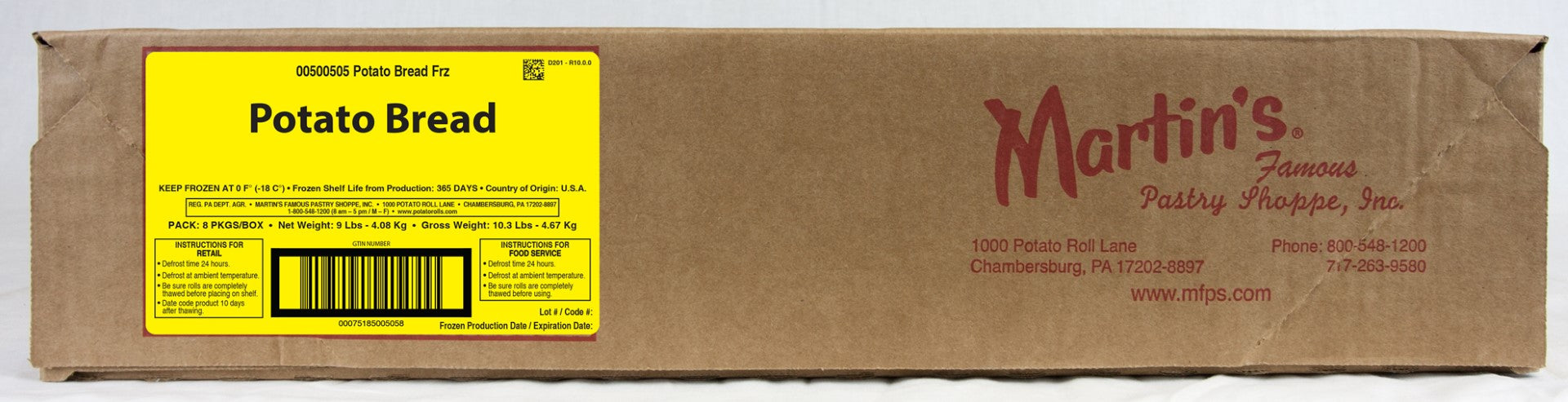 Martins Potato Bread 16 Each - 8 Per Case.