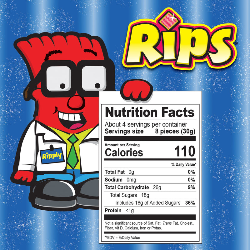 Rips Bite Size Strawberry Green Apple Pieces Peg Bag 4 Ounce Size - 12