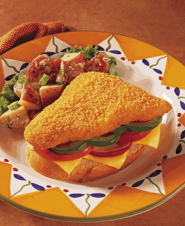 Crunchy Raw Breaded Formed Flounder Portions 10 Pound Each - 1 Per Cas