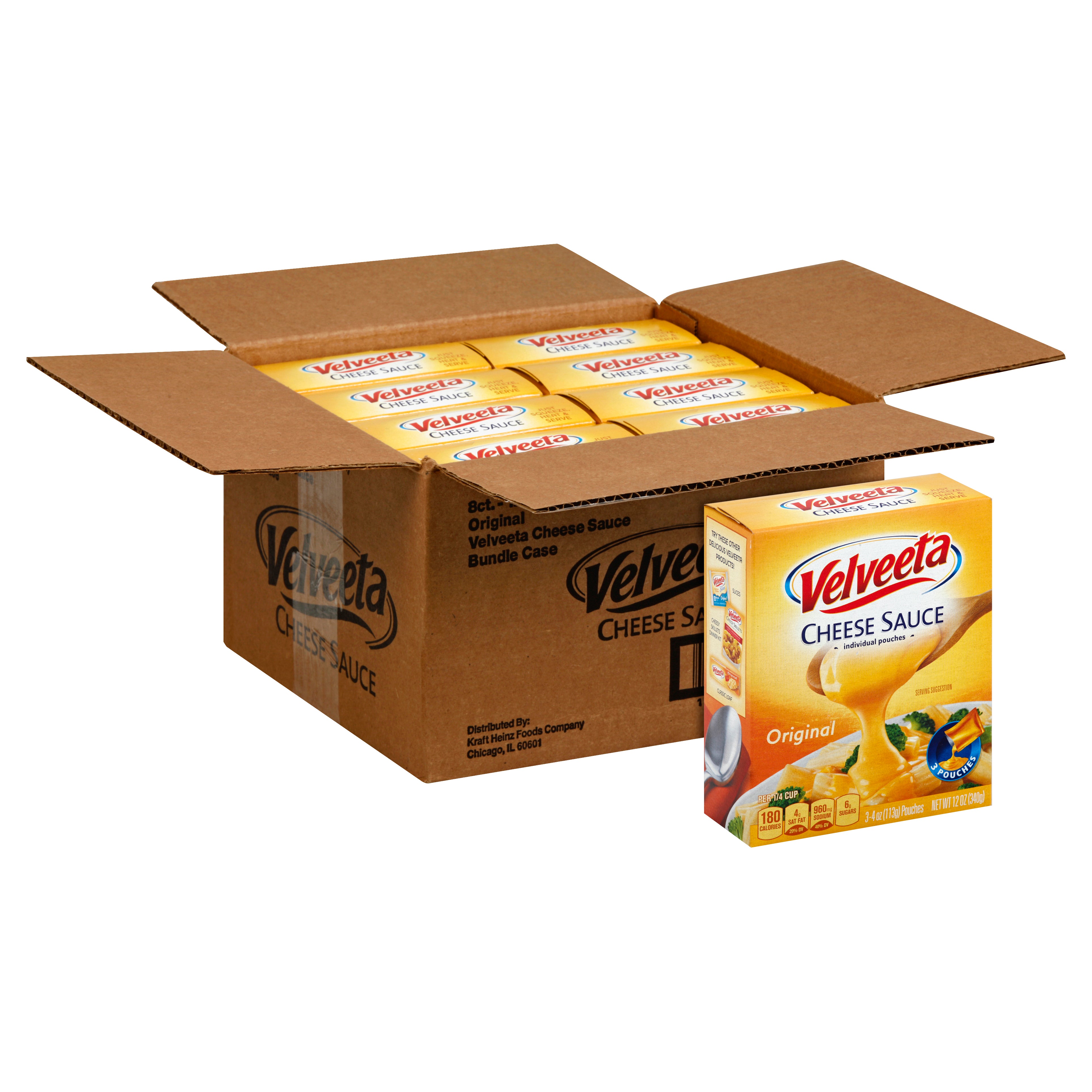 Velveeta Processed Cheese Sauce Pouch Original, 12 Ounce Size - 8 Per