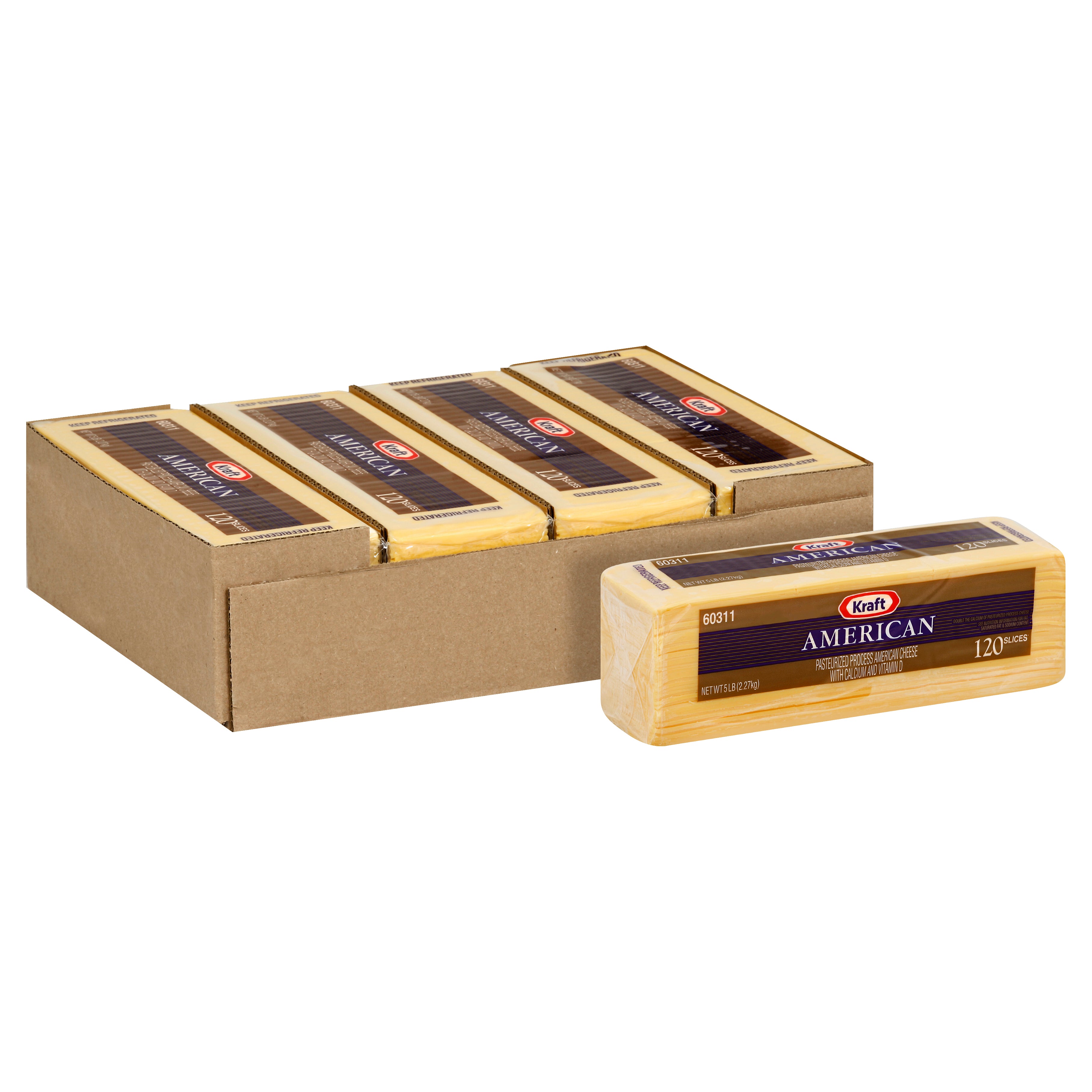 KRAFT American Sliced Cheese (120 Slices) 5 lb. 4 Per Case