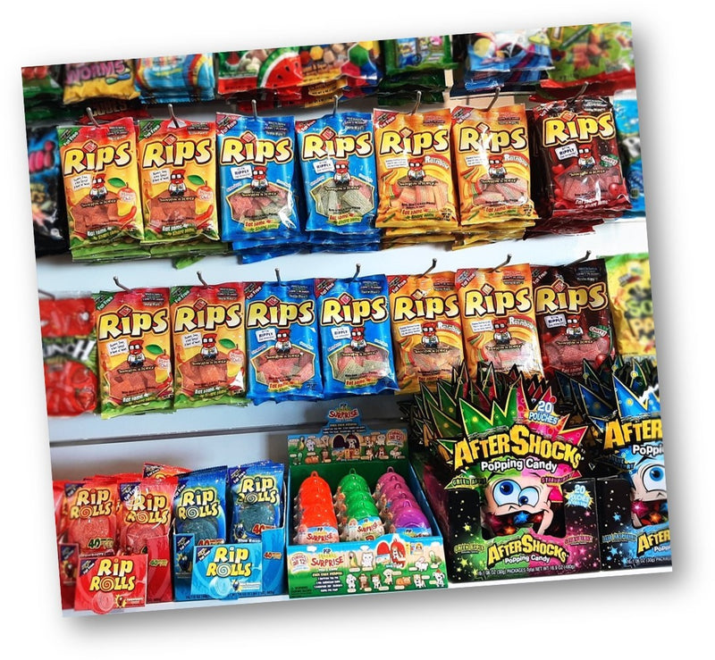 Rips Bite Size Strawberry Green Apple Pieces Peg Bag 4 Ounce Size - 12