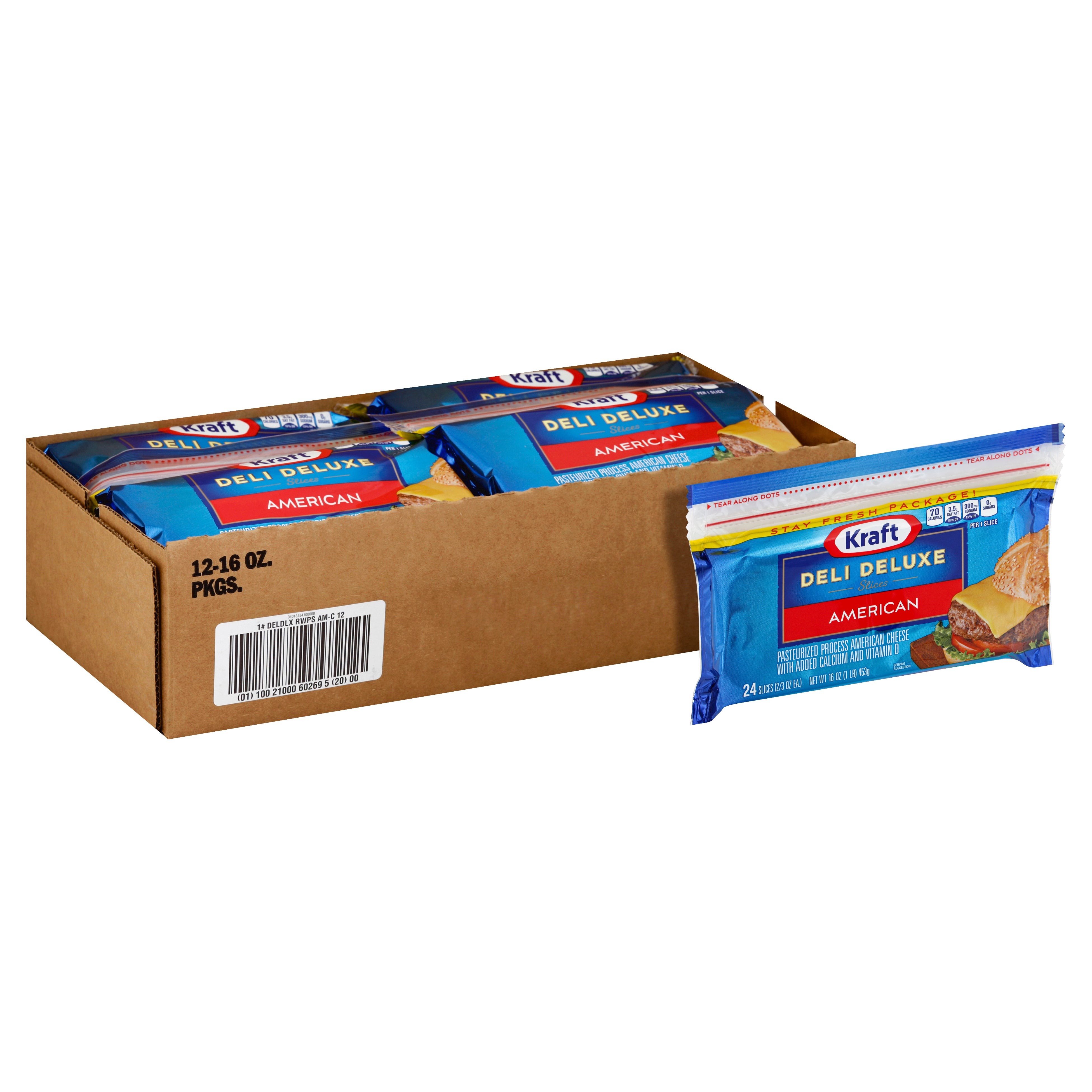 Kraft Deluxe Deli American Cheese, 1 Pound Each - 12 Per Case ...