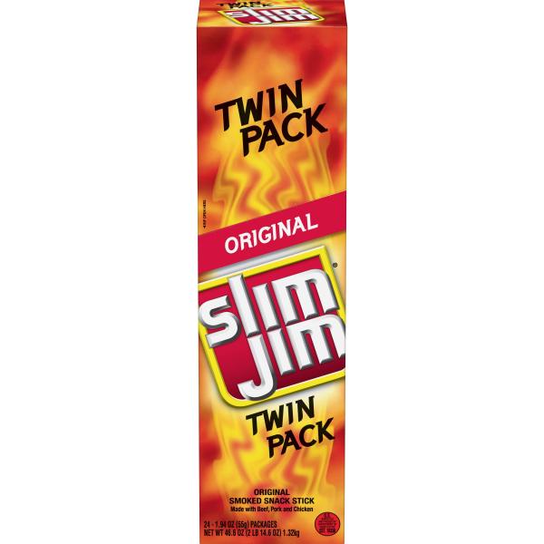Slim Jim Twin Snack Sized Smoked Meat Stick Original Flavor Count 1.94